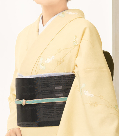 お仕立済み】桐生織京袋帯(格子:黒) 京袋帯 【きもの都粋】 お仕立済み】桐生織京袋帯(格子:黒) 京袋帯 【きもの都粋】